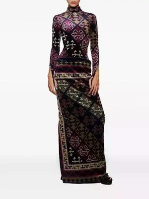 Burc Akyol Carpet-printed Velvet Maxi Dress