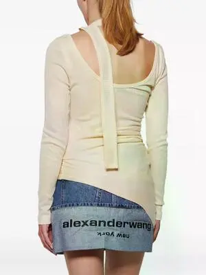 JEAN PAUL GAULTIER Ribbed Twisted Top With Cut-out Shoulders And Neck Tie