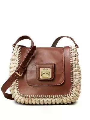 TWINSET Panelled Leather Shoulder Bag - Brown