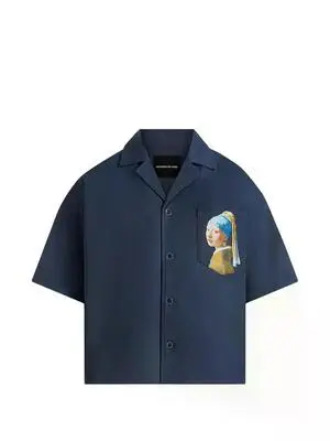 Manière De Voir Stephane Printed Boxy-fit Shirt - Blue