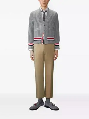 Thom Browne Cashmere Cardigan With Signature Stripes - Grey