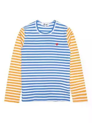 Play Comme Des Garcon Striped Long-sleeve T-shirt - Blue