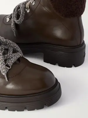 STUART WEITZMAN Hudson Lite Shearling-lined Leather Ankle Boots - Brown