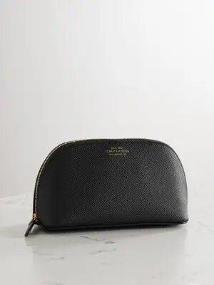 Smythson Panama Textured-leather Cosmetics Case Black