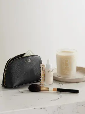 Smythson Panama Textured-leather Cosmetics Case - Black