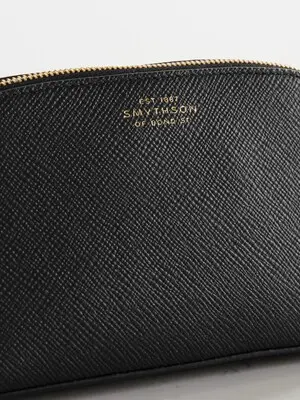 Smythson Panama Textured-leather Cosmetics Case - Black