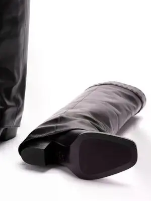 Fendi Leather Knee High Boots - Black