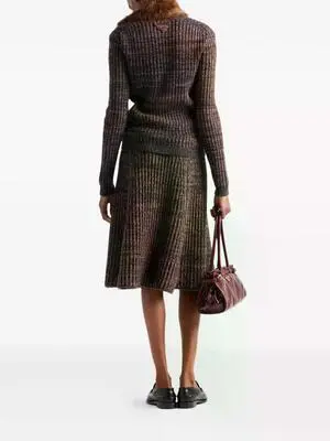 Prada Ribbed Flared Knit Midi Skirt