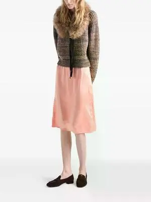 Prada Wrinkled-effect Satin Midi Skirt