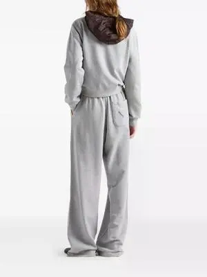 Prada Logo Print Hooded Sweatshirt - Grey