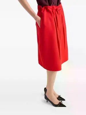 Prada Pleated Midi Skirt With Bow Detail