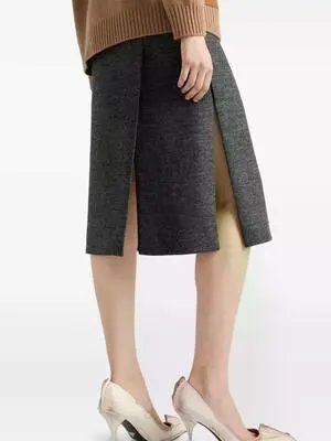 Prada Front Slit Midi Skirt - Grey