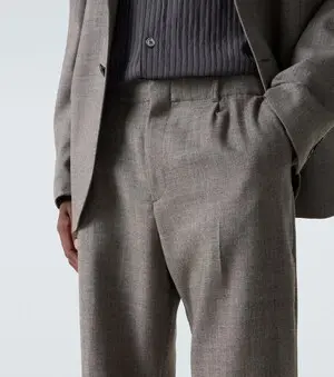 Our Legacy Borrowed Virgin Wool Chinos In Brown Natural Herringbone