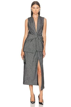 Brandon Maxwell The Margo Dress In Twill - Graphite