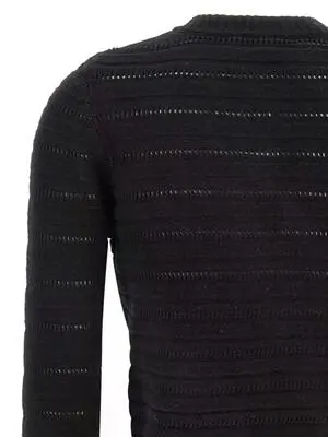 Marella Textured Wool Cardigan With Contrasting Stripe Detail