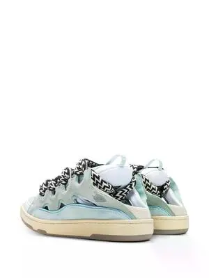 LANVIN Curb Lace-up Perforated Mules - Blue