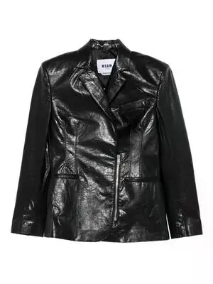 MSGM Notched Asymmetric-zip Jacket - Black