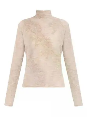 GANNI High-neck Textured Knit Sweater - Neutrals