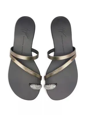 GIUSEPPE ZANOTTI Febe Embellished Leather Sandals - Silver