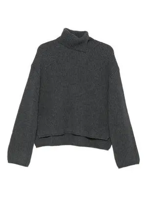 JOSEPH Ribbed Balloon Sleeve Cropped Sweater