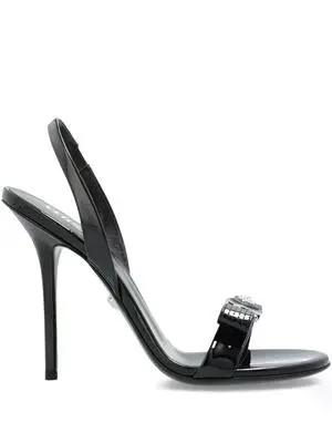 Versace Medusa Bow Slingback Stiletto Sandals - Black