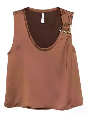 Imperial Sleeveless Top With Embellished Buckle - Brown