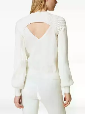 TWINSET Ribbed Knit Blouse With Chain Detail - White