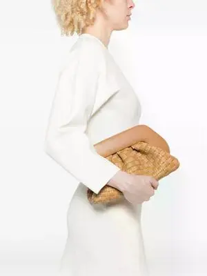 THEMOIRE Woven Gathered Clutch - Neutrals