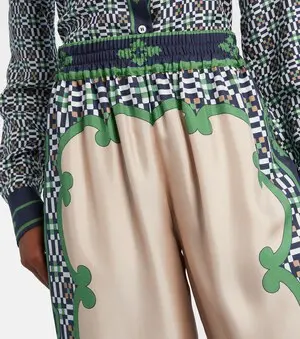 La DoubleJ Printed Silk Twill Palazzo Pants - Multicoloured