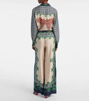 La DoubleJ Printed Silk Twill Palazzo Pants - Multicoloured