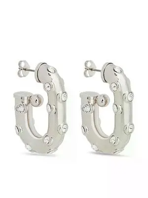 Rabanne Xl Link Rhinestones Hoop Earrings - Silver