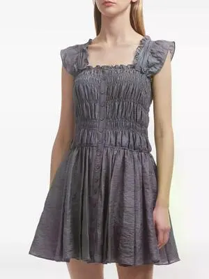 B+AB Ruffled Smocked Mini Dress - Grey