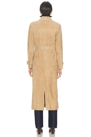 Nour Hammour Tate Tailored Suede Trench Coat