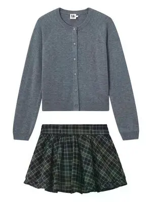 B+AB Cardigan Skirt Set - Grey