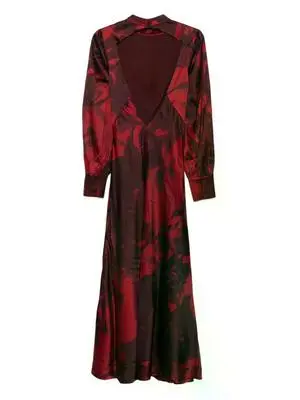 GESTUZ Floral Print High Neck Maxi Dress