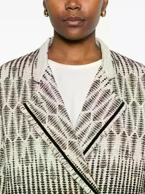 FORTE_FORTE Patterned Fringe Trim Jacket