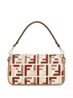 Fendi Medium Baguette Ff Motif Shoulder Bag - Neutrals