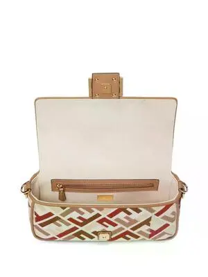 Fendi Medium Baguette Ff Motif Shoulder Bag - Neutrals