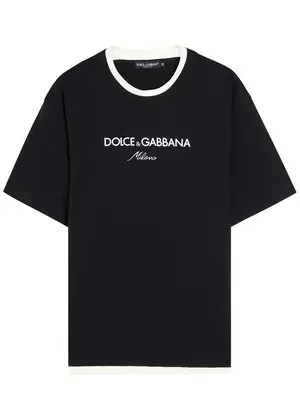 Dolce & Gabbana Logo-embroidered Cotton T-shirt - Black