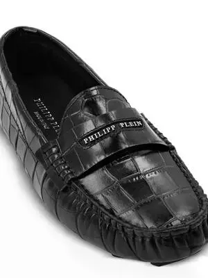 Philipp Plein Crocodile-embossed Loafers - Black
