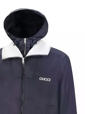 Gucci Hooded Logo Detail Zip-up Jacket