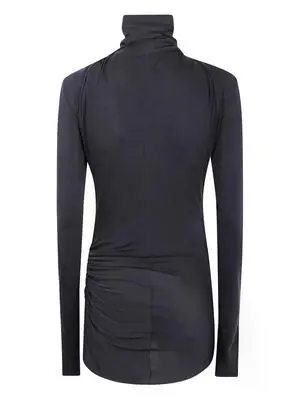 ENTIRE STUDIOS Turtleneck Draped Top - Black