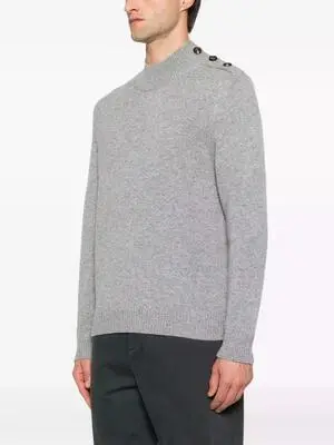 Eleventy Button-detailed Wool Mock Neck Sweater