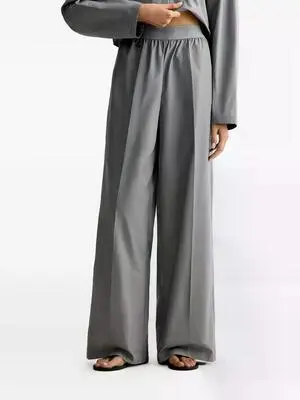 12 STOREEZ Elasticated-waistband Cotton Trousers - Grey
