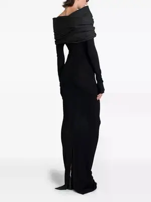 ENTIRE STUDIOS Draped Shoulder Maxi Dress - Black
