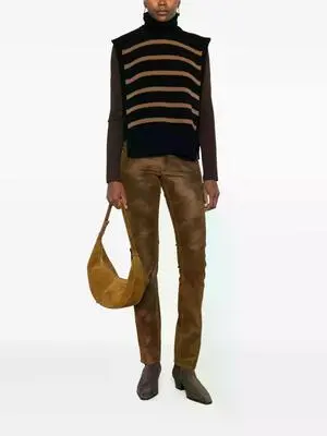 DAVANTINO Striped Wool Turtleneck Sleeveless Sweater