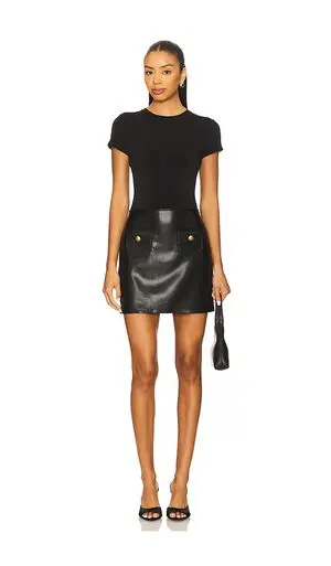 Alice + Olivia Sydney Faux Leather A-line Dress - Black