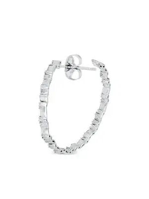 SUZANNE KALAN 18ct White Gold Diamond Spiral Hoop Earrings
