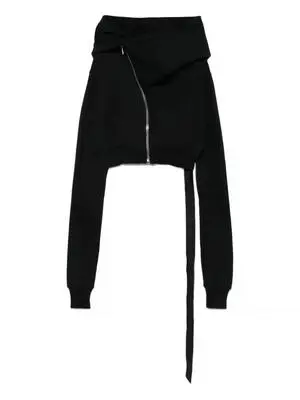 Rick Owens Draped Zip-front Asymmetrical Hoodie - Black
