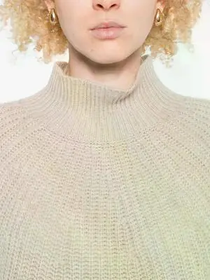 ALLUDE High-neck Ribbed Knit Sweater
